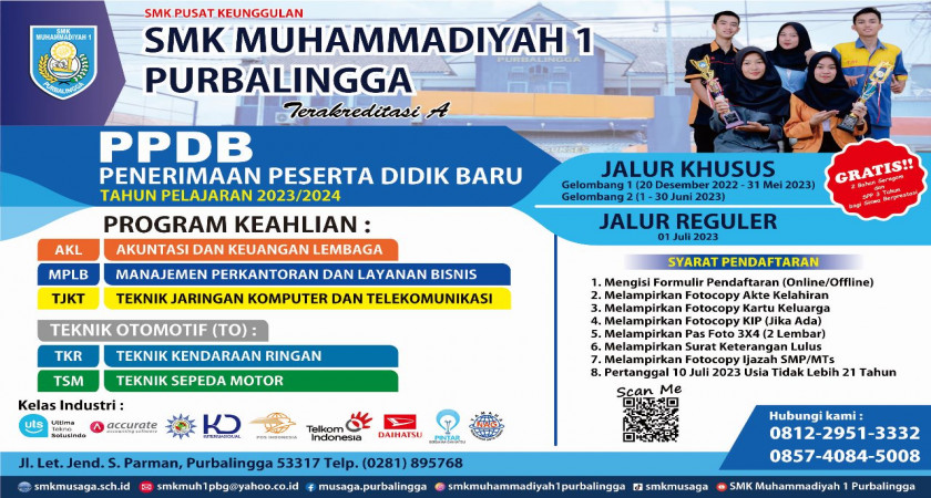 PPDB SMK MUHAMMADIYAH 1 PURBALINGGA TAHUN 2023 – SMK PUSAT KEUNGGULAN | SMK Muhammadiyah 1 ...
